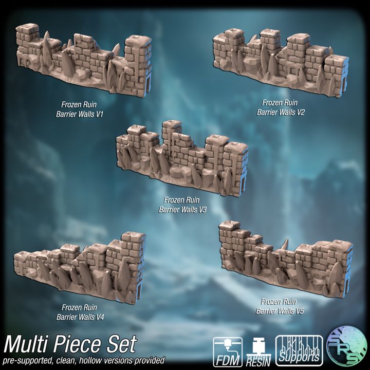 3D Printable Frozen Ruins Terrain Set by SRS Studios